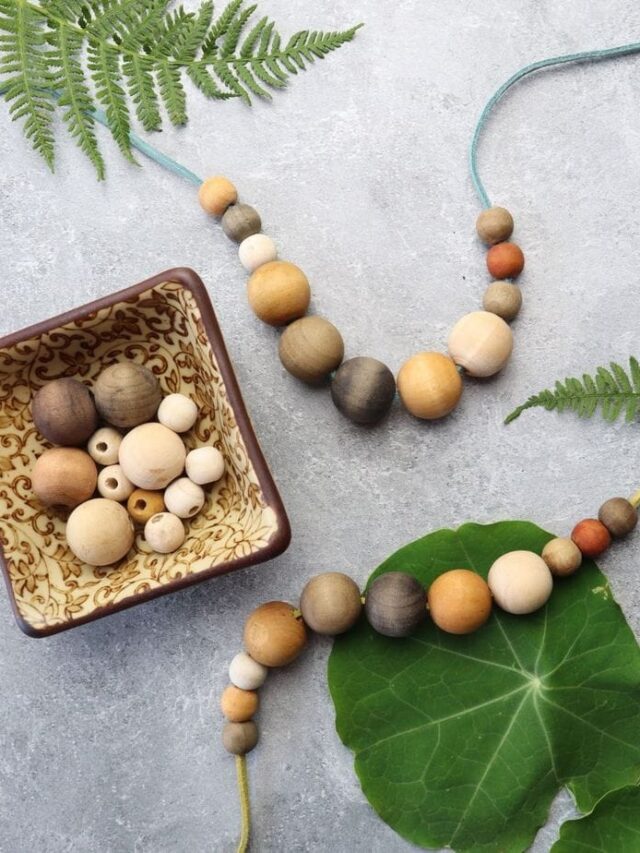 Handmade Natural Handmade Plant Dyed Wooden Necklace - Salt in my Coffee
